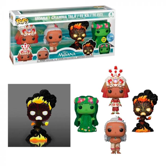 Funko Pop 4 Pack Moana, Gramma Tala, Te ka y Te Fiti Glows in The Dark ...